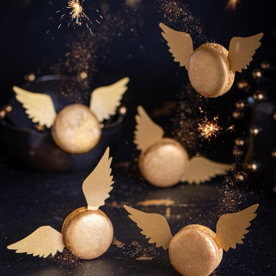 Harry Potters Weihnachtskekse: Macarons "Goldener Schnatz"